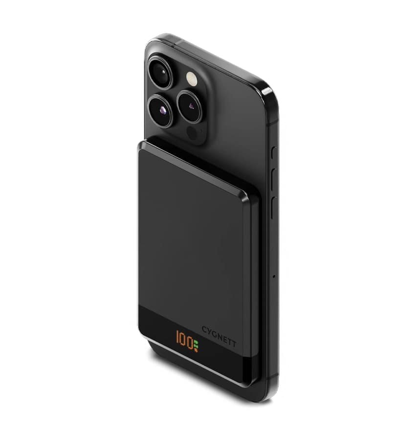 Cygnett MagSlim 5k Magnetic Wireless Power Bank - Black (CY5092PBCHE), MagSafe Compatible,Slim ...