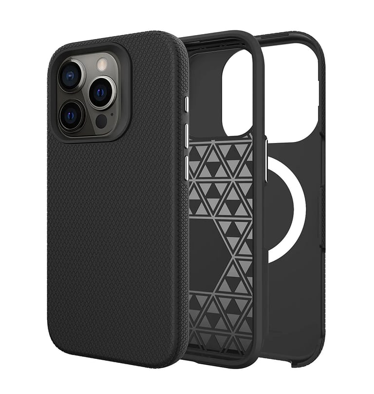 iPhone 11 Triangle Pattern Case - Black | Rugged Shockproof Back Cover ...